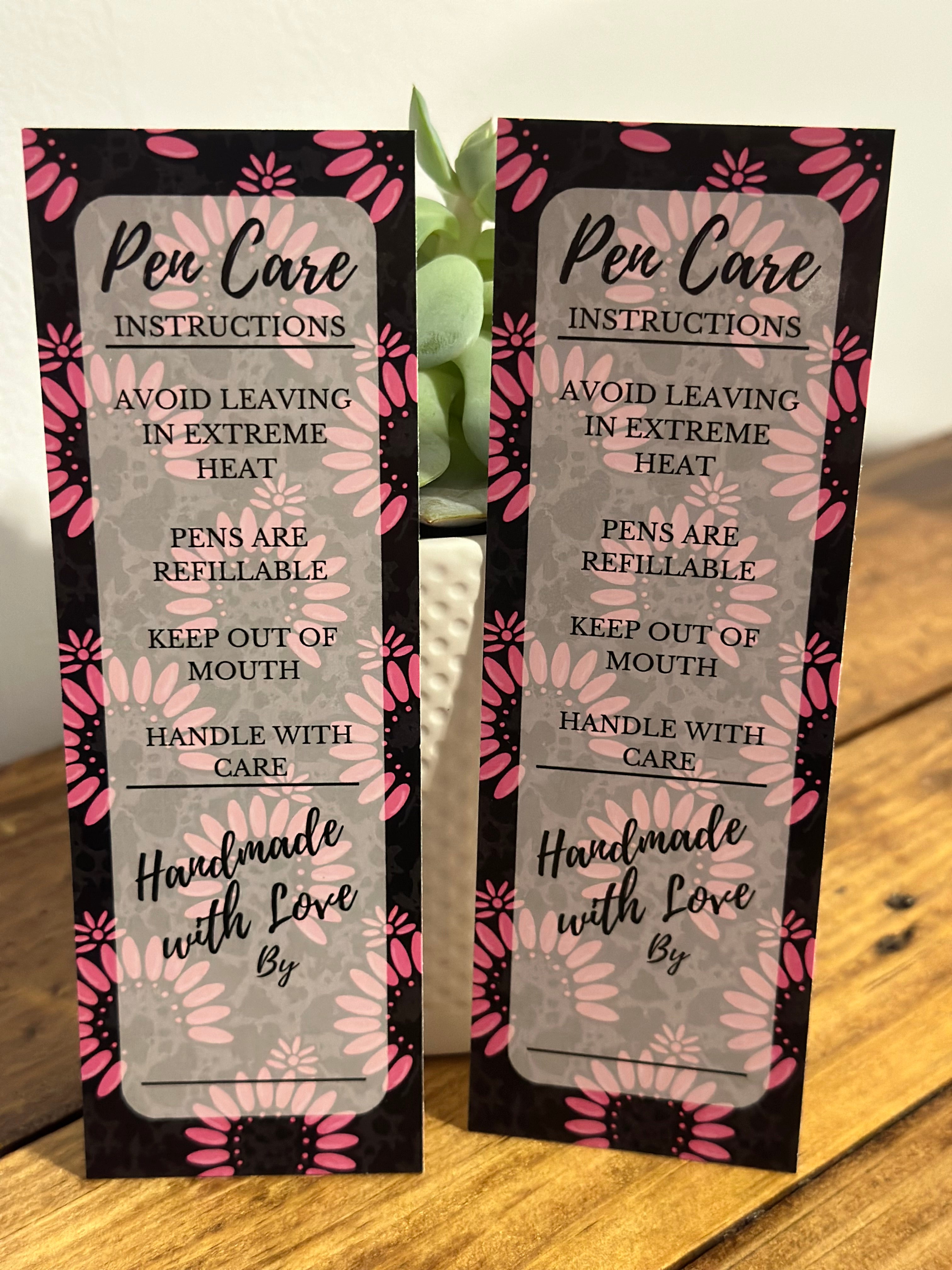 Pink Squash Pen Care Card – Shop Willow Ridge
